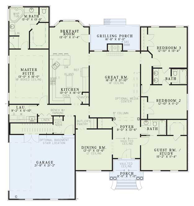 Home Plan Designs and Blueprints: Bedrooms: 4 Bathrooms: 3 Heated ...