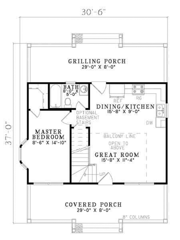 Home Plan Designs and Blueprints: Bedrooms: 2 Bathrooms: 1 Heated Square Feet: 975 - Elite Home ...