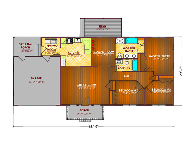 Home Plan Designs and Blueprints: Bedrooms: 3 Bathrooms: 2 Heated ...